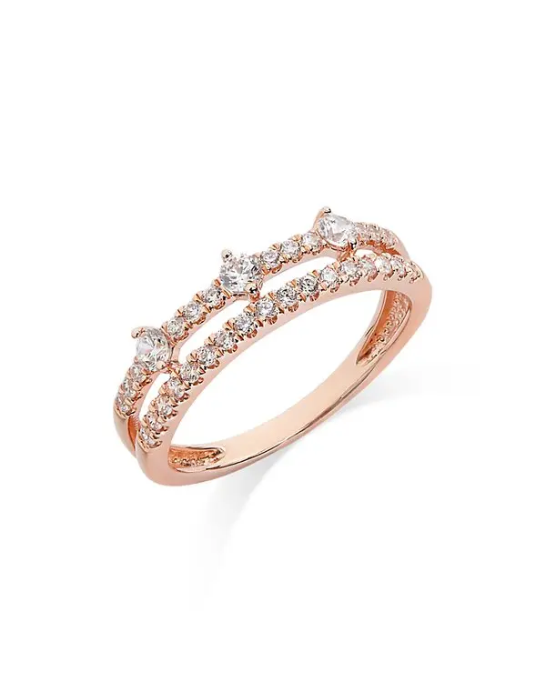 Bloomingdale'S Diamond Double Row Ring 0.48 Tcw - Rose Gold