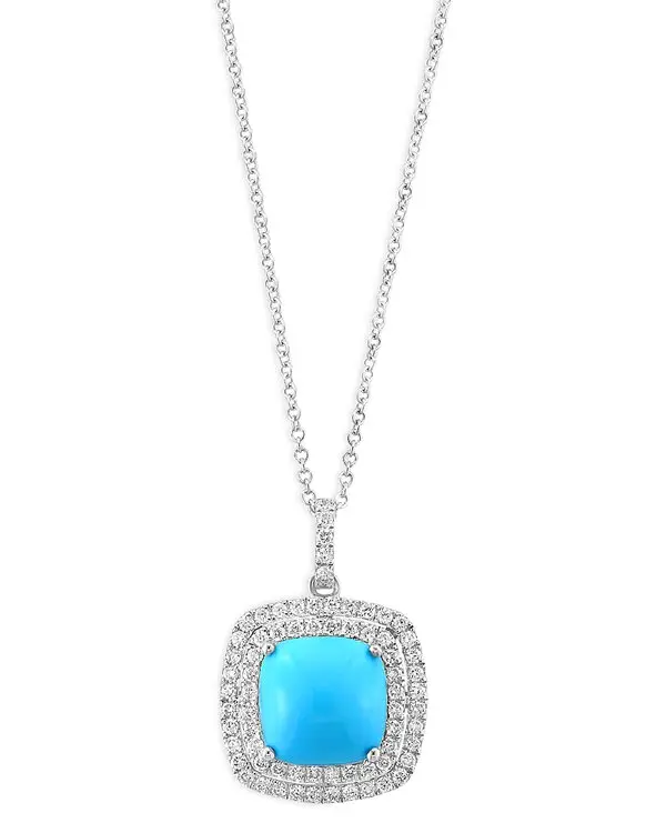 Bloomingdale'S Turquoise And Diamond Pendant Necklace - Blue/white