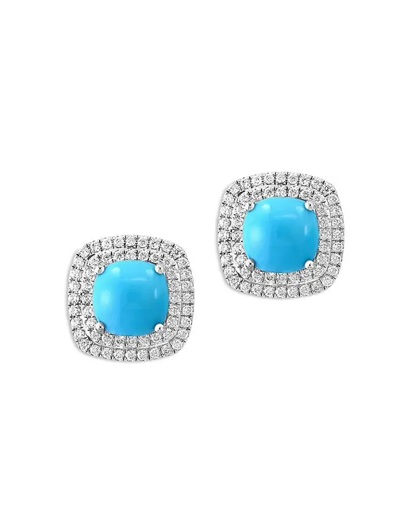 Bloomingdale'S Turquoise And Diamond Stud Earrings - Blue/white