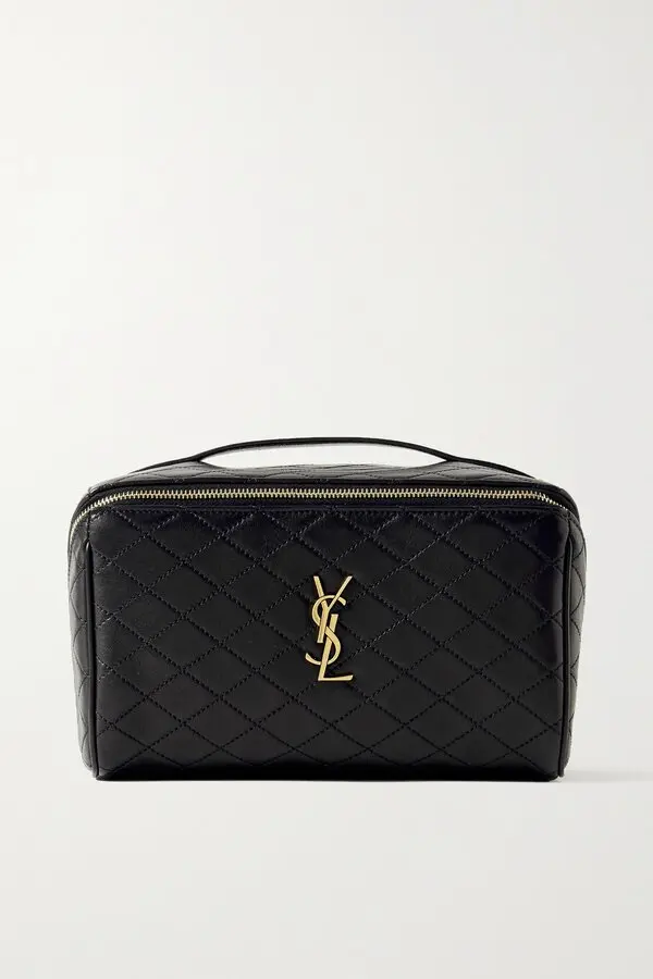 Saint Laurent Gaby Quilted Leather Cosmetics Case - Black