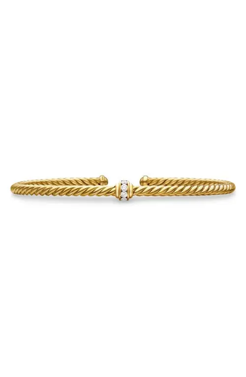 David Yurman Classic Cable Spira Station Cuff Bracelet - 18k Yellow Gold
