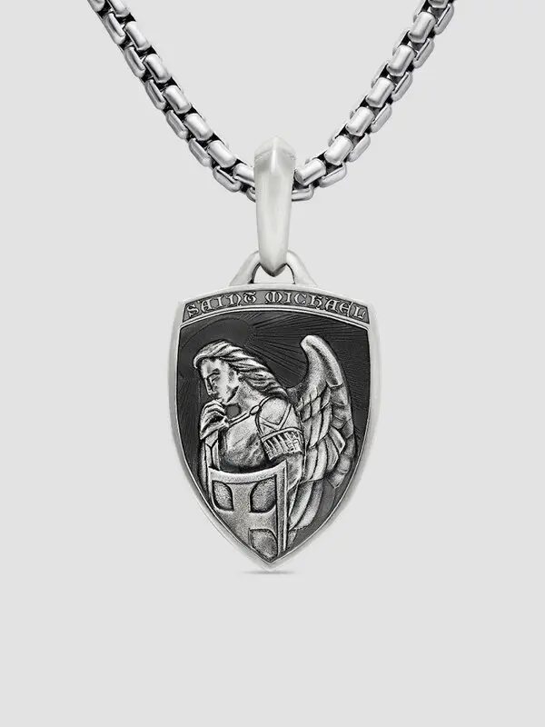David Yurman St. Michael Amulet In Sterling 26mm