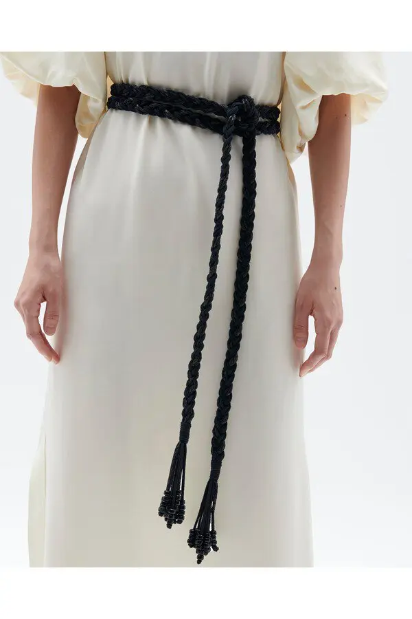 Figue Skinny Braided Belt - Black | Editorialist display picture 2