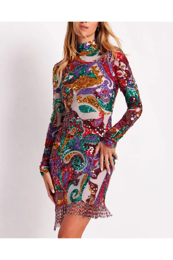 knee length dresses for ladies DAYDREAMER RHINESTONE MINI DRESS – Your Future Store ✨ main image 0