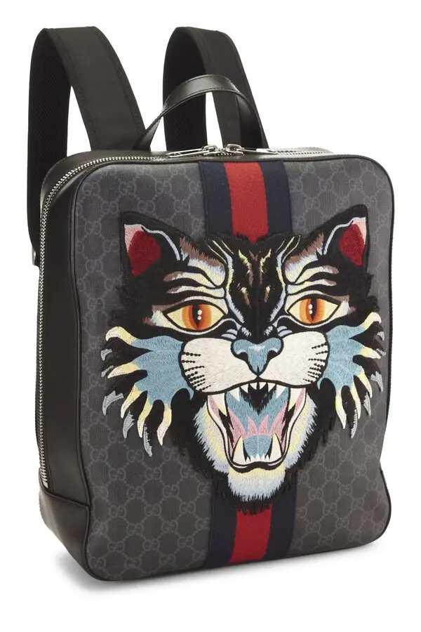 Gucci Gg Supreme Canvas Angry Cat Web Backpack
