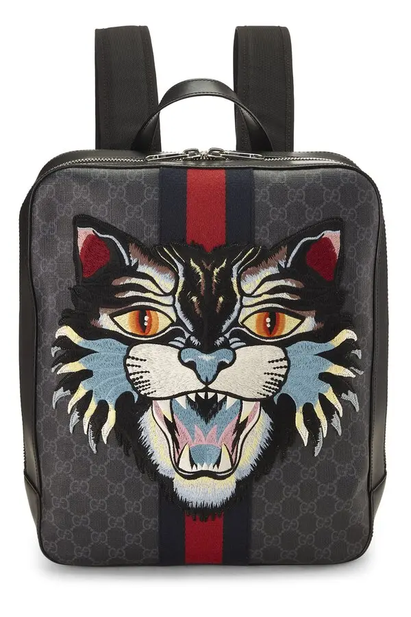 Gucci Gg Supreme Canvas Angry Cat Web Backpack