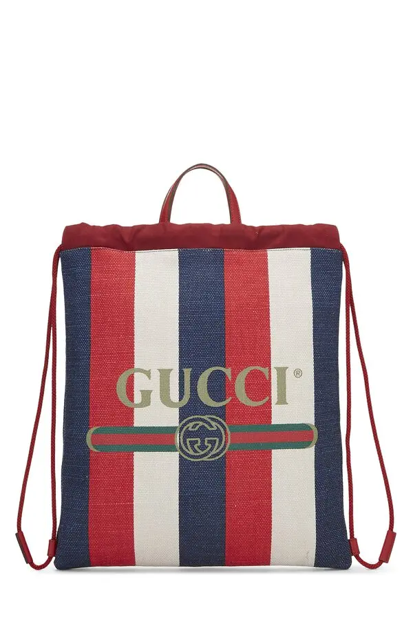 Gucci Striped Drawstring Backpack