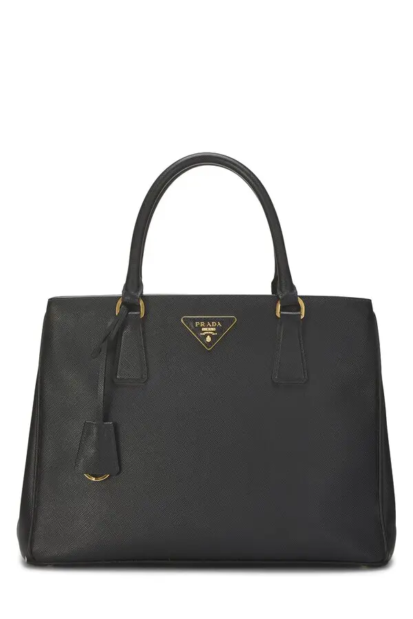 Prada Saffiano Leather Convertible Handbag - Black