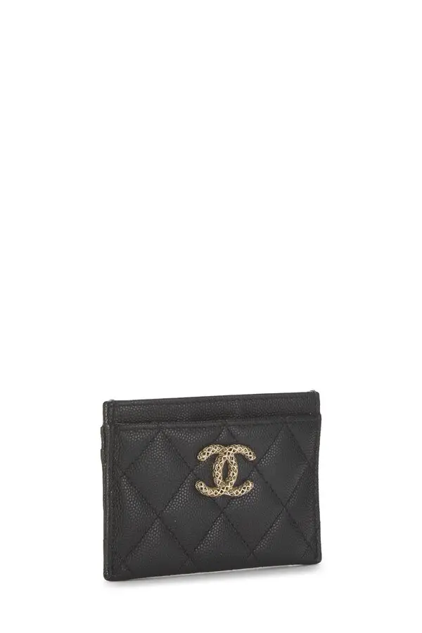 Chanel Quilted Caviar Card Holder - Black
