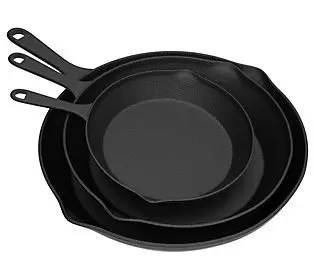 HOME-COMPLETE Set Of Pre-seasoned Cast Iron Skillets - One-color