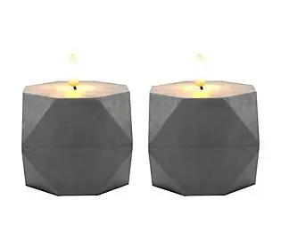 LUMABASE 2ct Geometric Candles W/ 3d Wick Flame - One-color
