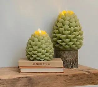 LUMINARA Set Of Pinecone Flameless Figural Andles - One-color