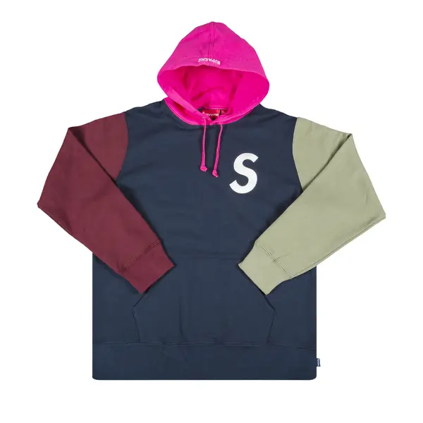 Supreme S Logo Colorblocked Hooded Sweatshirt - Blue | Editorialist