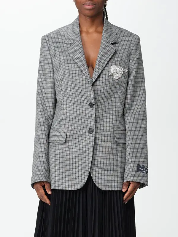 MSGM Check Pattern Wool Blazer