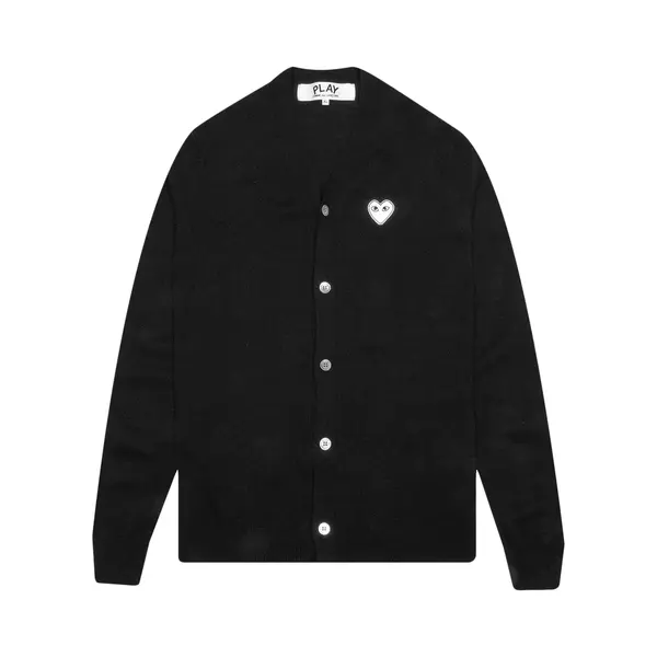 Play Comme Des Garcon V-neck Cardigan - Black