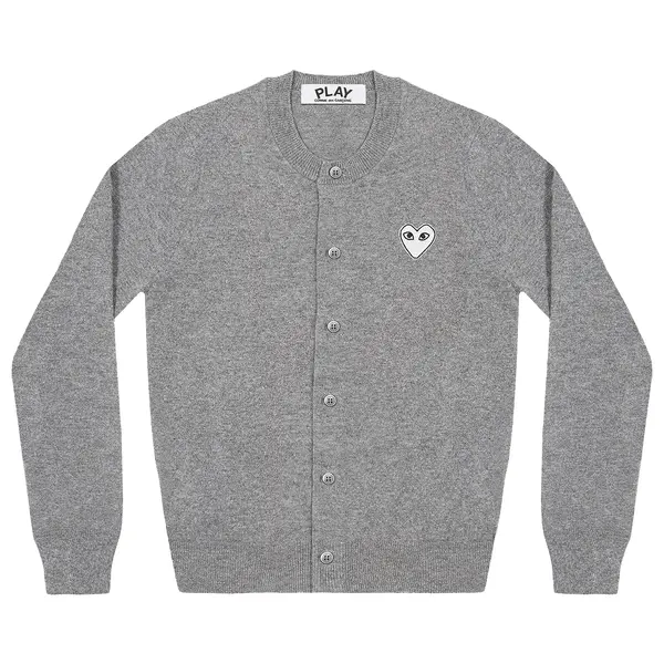 Play Comme Des Garcon Heart Cardigan - Grey