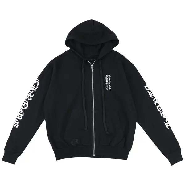Chrome Hearts Letters Sleeve Fleece Zip Up Hoodie