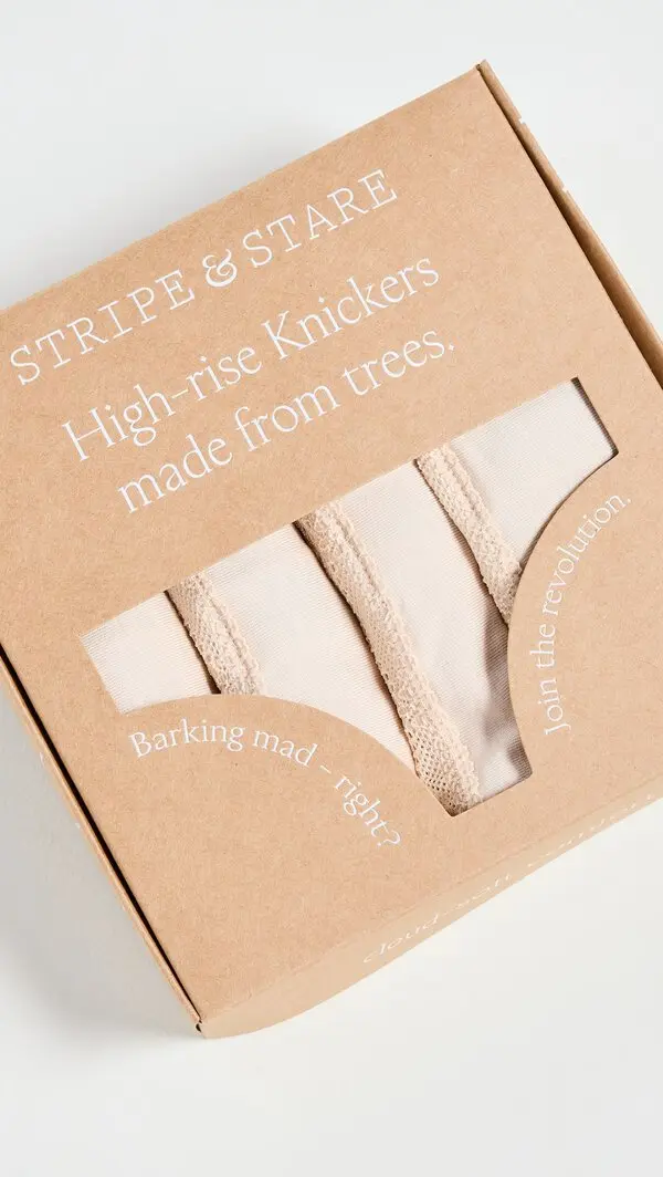 STRIPE & STARE High Rise Knicker 4 Pack - Sand