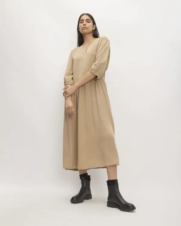 Everlane Tencel™ Puff-sleeve Midi Dress - Cornstalk