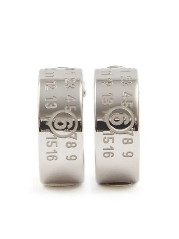 MAISON MARGIELA Engraved Hoop Earrings - Silver