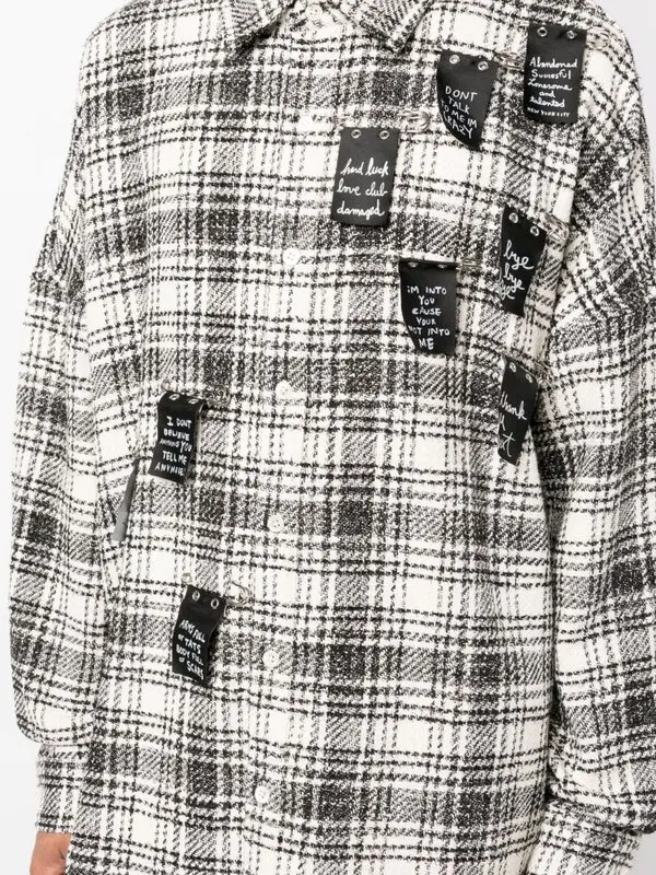HACULLA. Safety Plaid-pattern Tweed Shirt