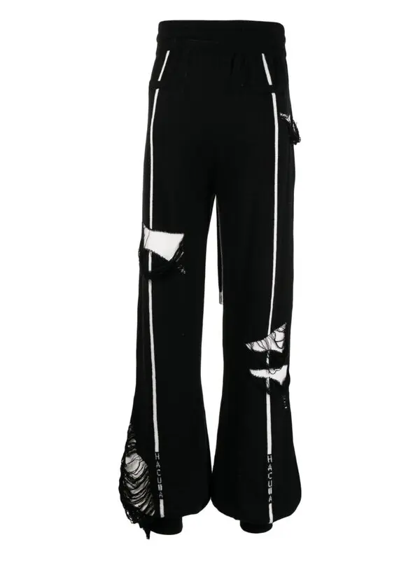 HACULLA. Intarsia-knit Distressed Track Pants - Black