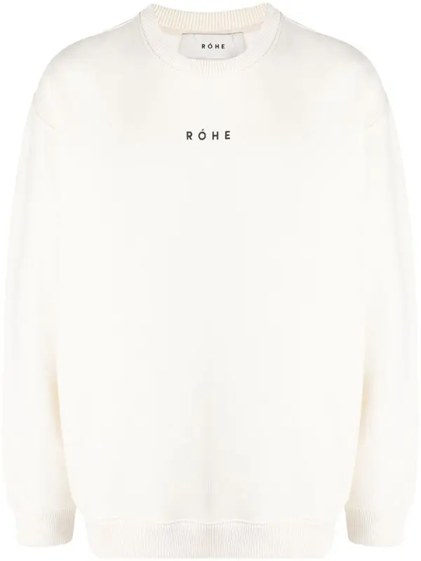 RÓHE Logo-print Long-sleeved Sweatshirt - Neutrals