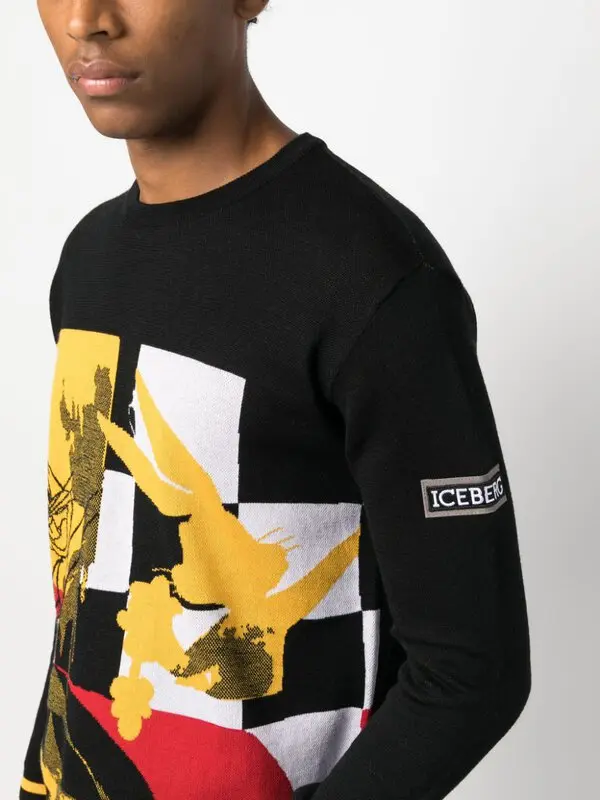 Iceberg Cartoon-print Crew-neck Jumper