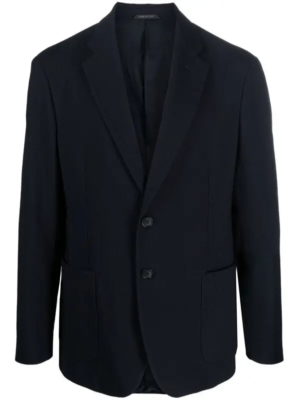 Giorgio Armani Micro-canneté Effect Notched-lapel Blazer - Blue