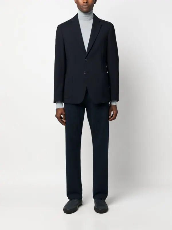 Giorgio Armani Micro-canneté Effect Notched-lapel Blazer - Blue