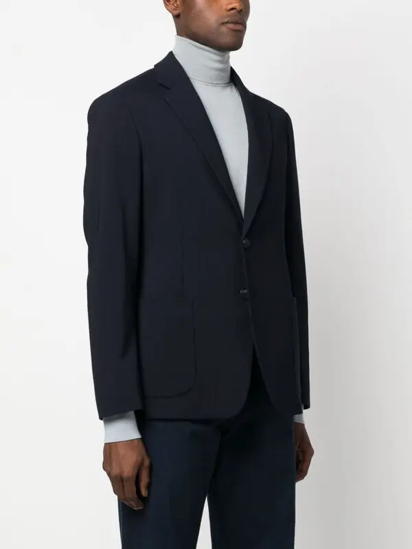 Giorgio Armani Micro-canneté Effect Notched-lapel Blazer - Blue