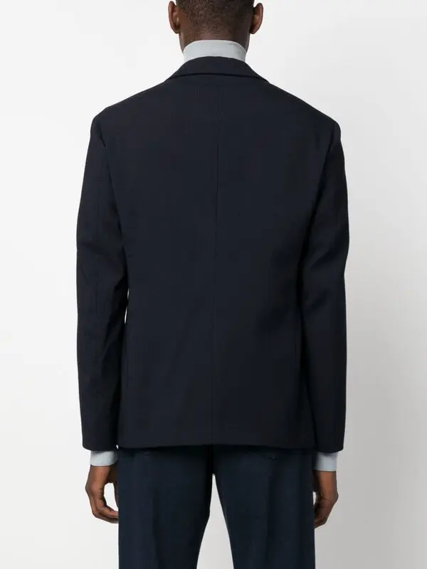 Giorgio Armani Micro-canneté Effect Notched-lapel Blazer - Blue