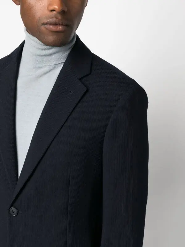 Giorgio Armani Micro-canneté Effect Notched-lapel Blazer - Blue