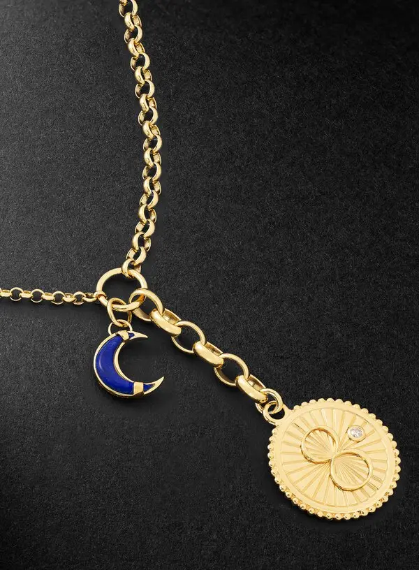 FOUNDRAE Mixed Belcher 18-karat Lapis Lazuli And Diamond Necklace