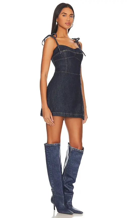 Amanda Uprichard Taylor Denim Skort Romper In Blue
