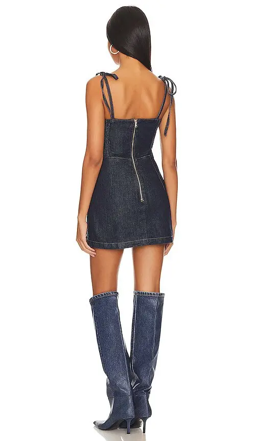 Amanda Uprichard Taylor Denim Skort Romper In Blue