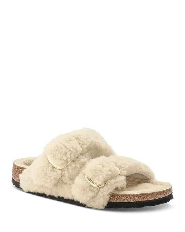 BIRKENSTOCK Arizona Big Buckle Shearling Slides - Eggshell
