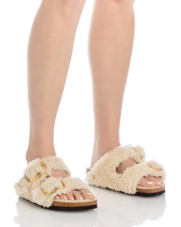 BIRKENSTOCK Arizona Big Buckle Shearling Slides - Eggshell