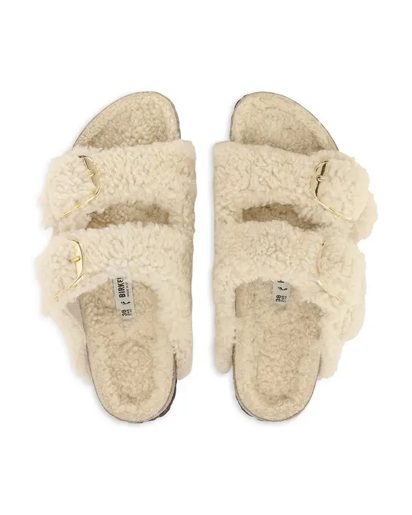 BIRKENSTOCK Arizona Big Buckle Shearling Slides - Eggshell