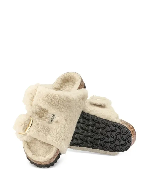 BIRKENSTOCK Arizona Big Buckle Shearling Slides - Eggshell