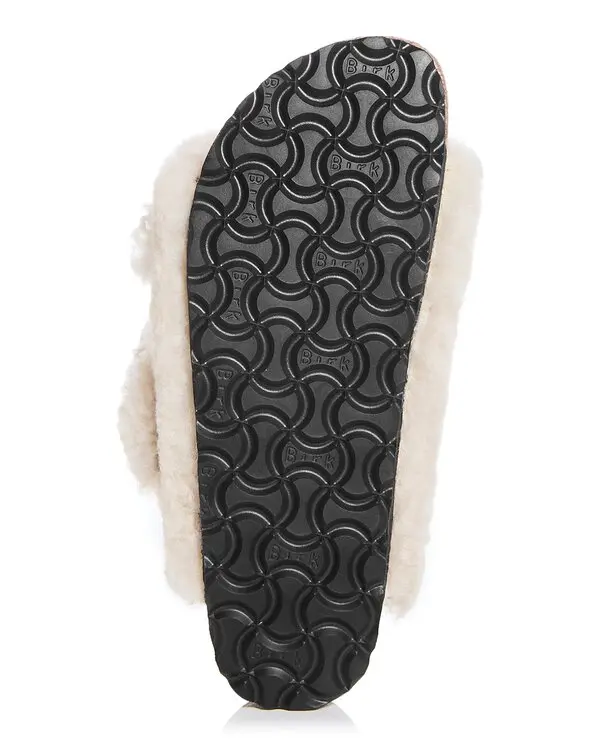 BIRKENSTOCK Arizona Big Buckle Shearling Slides - Eggshell