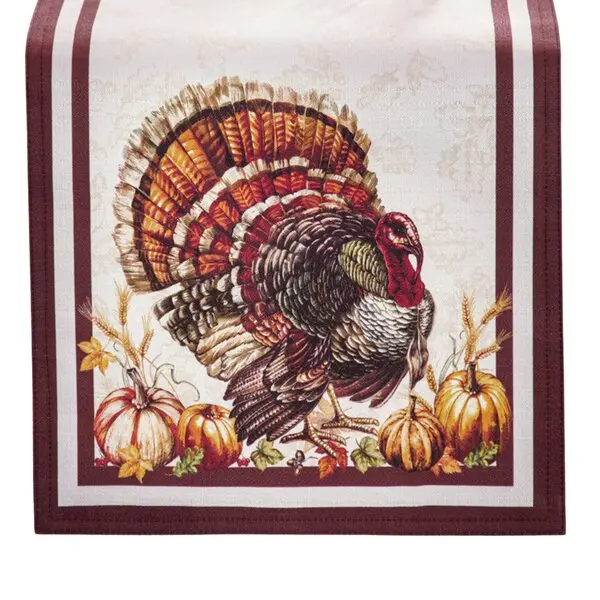ELRENE HOME FASHIONS Autumn Heritage Turkey Engineered Table Runner, 13 X 70