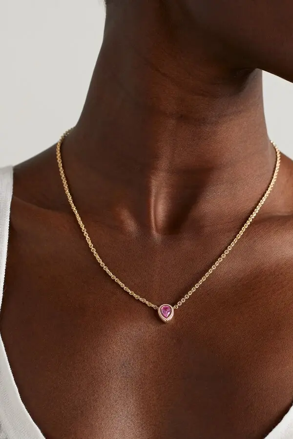 Alison Lou Madison 14-karat Gold, Enamel And Sapphire Necklace