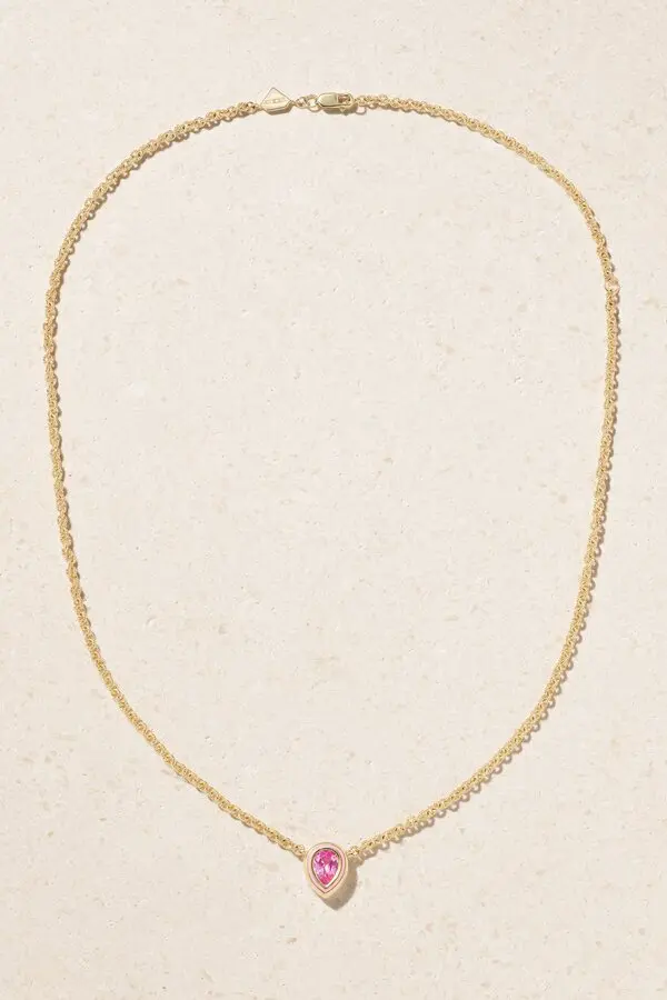 Alison Lou Madison 14-karat Gold, Enamel And Sapphire Necklace