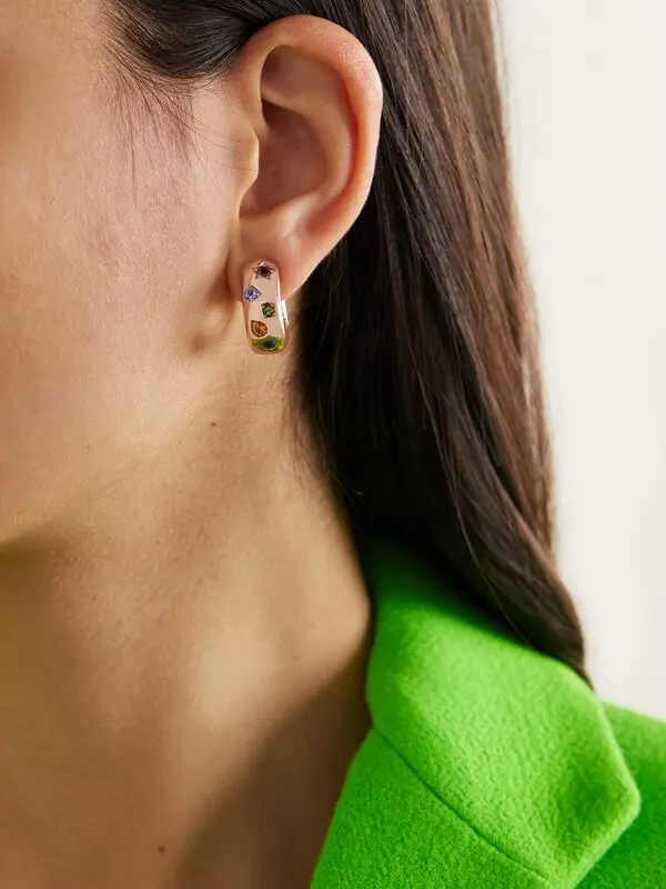 Pomellato Iconica 18-karat Rose Multi-stone Hoop Earrings