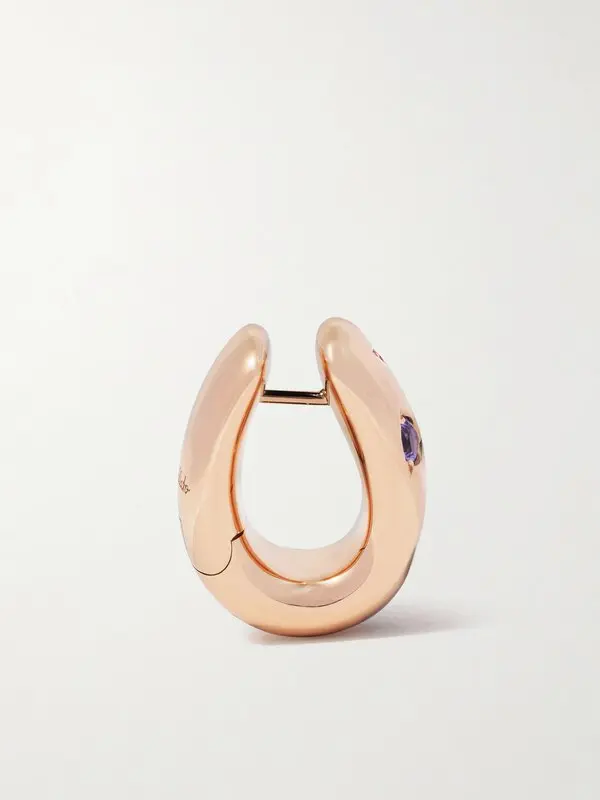 Pomellato Iconica 18-karat Rose Multi-stone Hoop Earrings