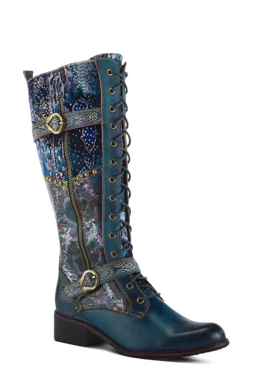 Spring Step Shoes Vaneyck Knee High Boots Blue Multi Editorialist