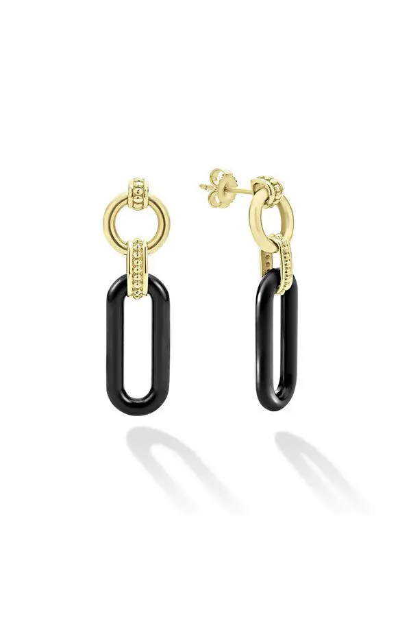 Lagos Signature Caviar Drop Earrings - Gold