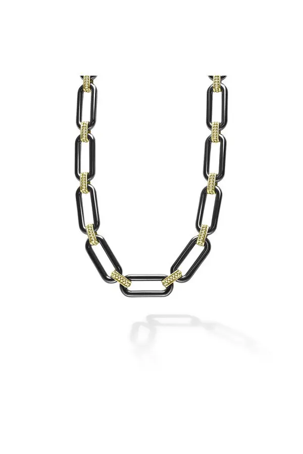 Lagos Signature Caviar Link Necklace - Gold