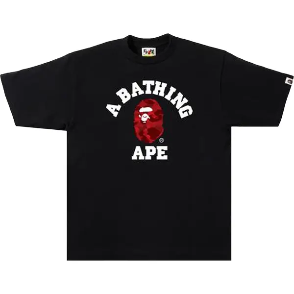 A BATHING APE Color Camo College Tee /red - Black